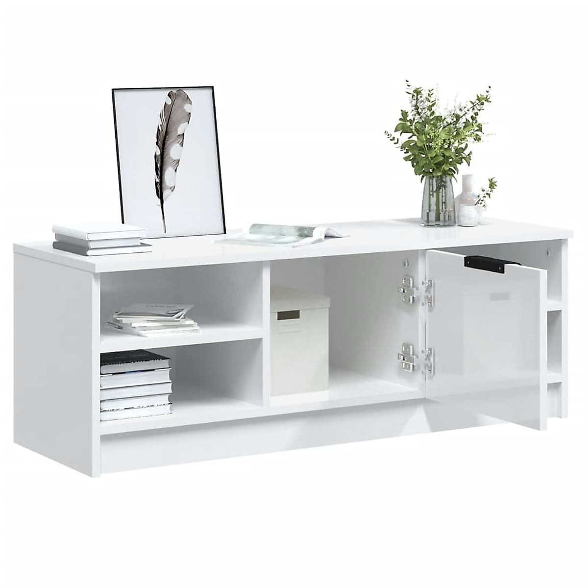 GaRcan TV Cabinet Living Room Sideboard Entertainment Centre TV Console Media Unit HiFi Cabinet with Shelf Grey Sonoma Engineered Wood (High Gloss White)