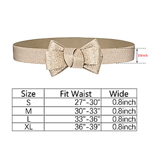 YooAi Womens Belts for Dress Skinny Thin Bow Decor Elastic Belt for Women Wasit Gold M 74