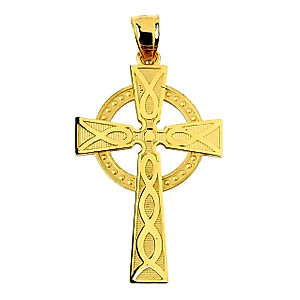 14K Yellow Gold Celtic Cross Charm Pendant