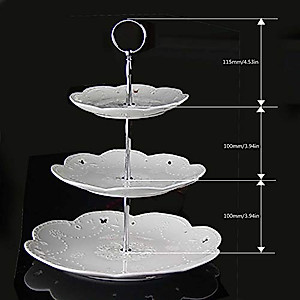 Happy Will 3 Tier Round Metal Cake Stand Holder Heavy Duty Fruit Plate Handle Fittings Hardware Rod with Stylus (Silver)