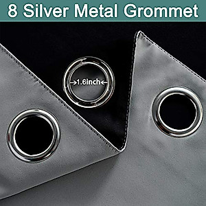 Yakamok 100% Blackout Curtains 84 Inches Long, 2 Thick Layers Heat and Full Light Blocking Soft Thermal Insulated Drapes for Bedroom(52" Wide Each Panel, Grey, 2 Panels)