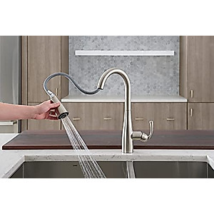 Moen 87014SRS Essie Pull-Down Sprayer Kitchen Faucet in Spot Resist Stainless with Soap Dispenser, Spot Resist Stainless