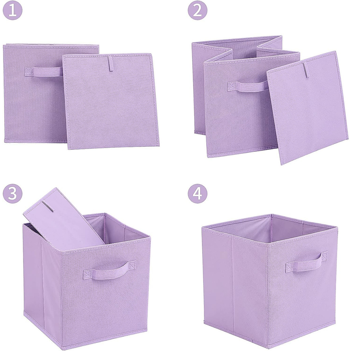 Largoda Storage Cubes,11.4 inch Cube Storage Bins (6 Pack) Storage Bins with Handles,Rectangle Storage Box,for clothes toys books and more,rainbow storage bins Includes 2 stickers