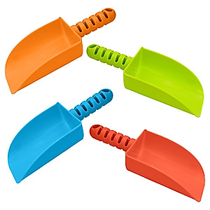 4E's Novelty 4 Pack Beach Shovels 8 Inch, Heavy Duty Plastic Sand Shovel for Kids, - Great for Planting Gardening Shovels for Toddlers, Outdoor Digging Sandbox Toys