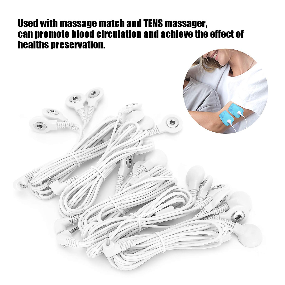 Sonew 10pcs DC 2.5mm 4 Button Electrode Wire Cable, Compatible Wires for Digital TENS Massage Machine