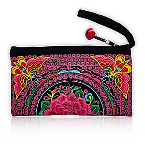 Sabai Jai - Smartphone Wristlet Bag - Handmade Embroidered Boho Clutch Wallets Purses