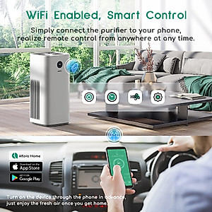 Afloia Smart Air Purifiers for Home Large Room Up to 3576 sq. Ft, Auto Air Filter WiFi Alexa Remote Control, Quiet Air Cleaner with PM2.5 Monitor for 99.99% Allergies, Smoke, Dust, Pollen