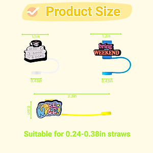 COOTRUKER 10pcs Reusable Straws Covers Caps Straw Toppers for Tumblers Cute Drinking Silicone Straw Tips Lids for 6-8 mm Straws Plugs Party Supplies