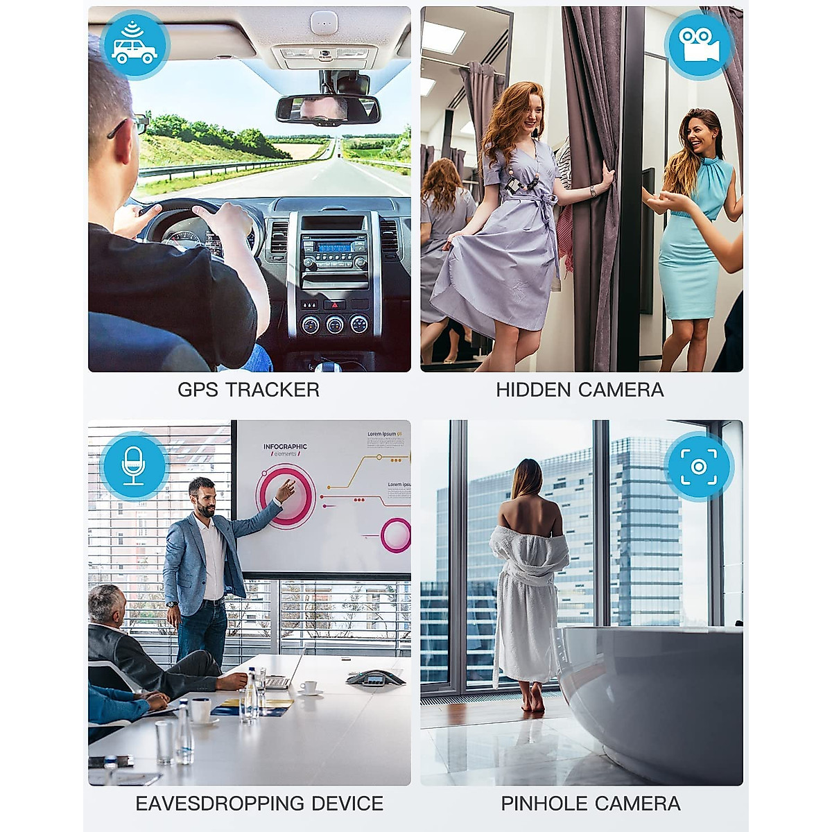 Voivey G6 Sport Bug Detector for Hidden Camera, Fashionable Privacy Protector with Anti Theft System, 720p, Hidden Camera Detectors, 7 Levels Sensitivity, 30H Working Time Travel, Gifts for Men Women