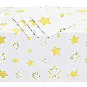 3 Pack Twinkle Twinkle Little Star Tablecloths for Baby Shower Decorations (54 x 108 in)