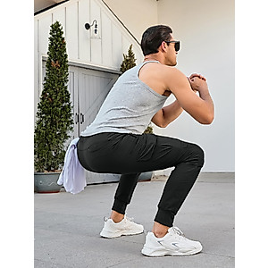 Comdecevis Men's Cargo Jogger Pants Stretch Sweatpants Slim Fit Tactical Pants with Zipper Pockets Casual Trousers Dark Gray Medium