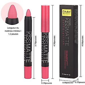 evpct 3Pcs Light Natural Pink Metallic Matte Lip Liner Pencil Crayon and Lipstick Set Long Lasting Waterproof DNM Matching Lipstick and Lip Liner Set 24 Hour labiales mate 24 horas originales 1&4&7