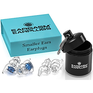 Eargasm Smaller Ears Earplugs for Concerts Musicians Motorcycles Noise Sensitivity Disorders and More! Two Different Sizes Included to Accommodate Smaller Ear Shapes! Blue