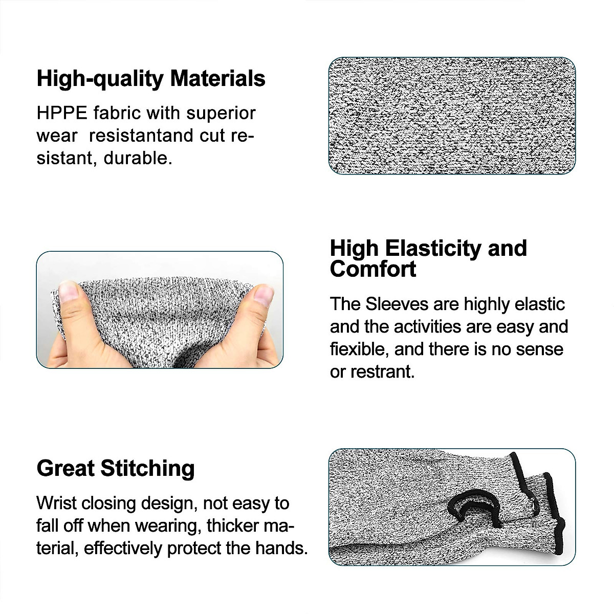 DEYAN Cut Resistant Sleeves, Level 5 Arm Protection Sleeves with Thumb Hole, 18 inch Extra Long Arm Protectors, Slash Resistant Safety Arm Guard for Garden Farm Yard Working, 1 Pair (Grey)