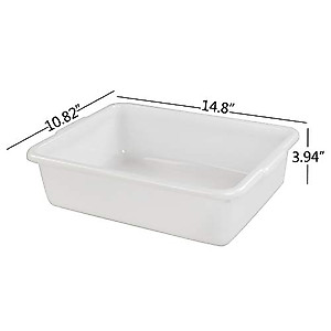 AnnkkyUS 4-pack Bus Tubs Commercial, 8 L White Plastic Wash Basin Bus Box