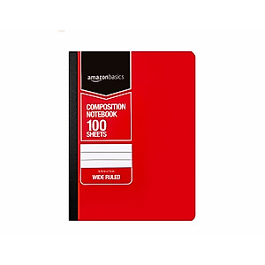 Amazon Basics Wide Ruled Composition Notebook, 100 Sheet, Assorted Marble Colors, 4-Pack