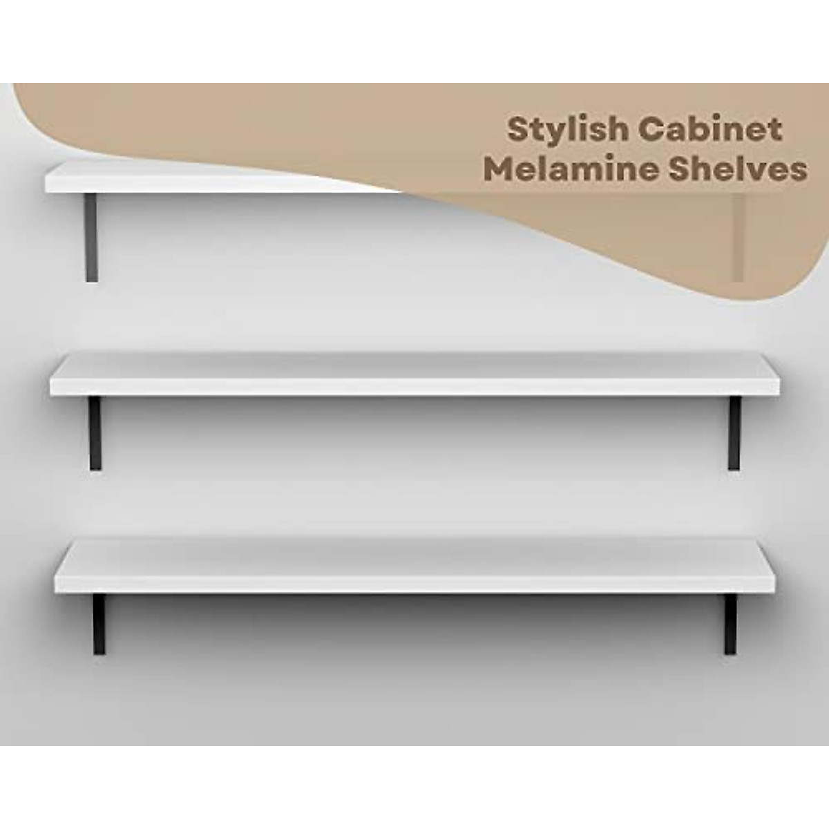 White Cabinet Shelves Melamine 1/2'' Thick, Custom, Cut to Size. (12'' Depth x 14' Inches Length)