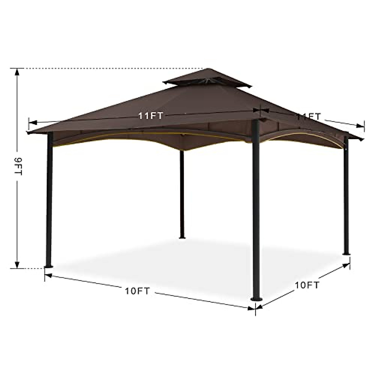 MASTERCANOPY Outdoor Garden Gazebo for Patios with Stable Steel Frame(11x11, Coffee)