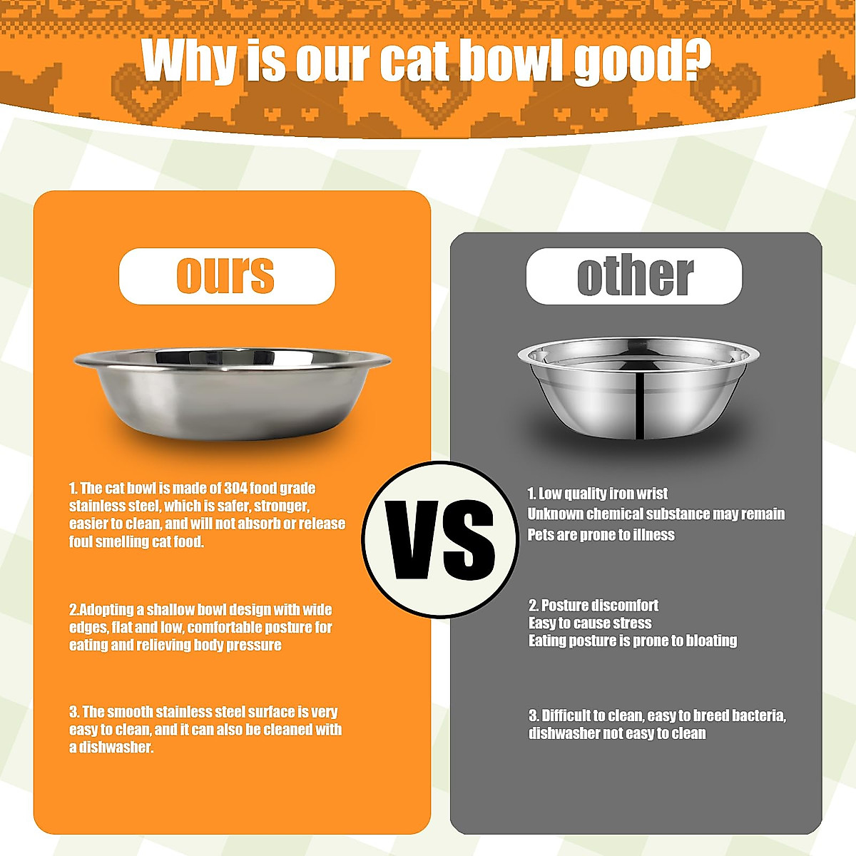 4 Pcs Stainless Steel Cat Bowls,7.1 Inches Metal Cat Bowl, Cat Food Bowls for Indoor Cats, Whisker Fatigue Cat Bowl, Shallow Cat Food Dish, Kitten Food Bowl, Elevated Food Bowls for Cats