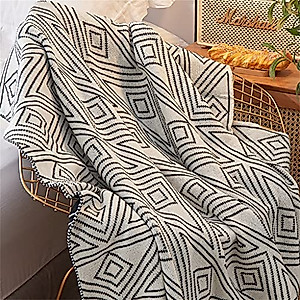 BuccaN Gray Knitted Leisure Small Wool Blanket Quilt Summer Thin Section Nap Sofa Blanket Single Cover Blanket (Color : Black and White Gray, Size : 130 * 170CM)