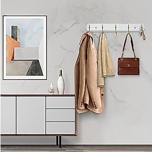 Mndstek Coat Rack Wall Mount, Small Leather Wall Hooks, Coat Hooks with 5 Hooks, Entryway Hanging Coat Rack Hat Racks Hooks for Bathroom, Bedroom, Closet Room