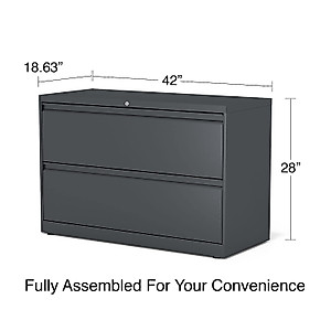 Lorell 2-Drawer Lateral File, 42 by 18-5/8 by 28-1/8-Inch, Charcoal