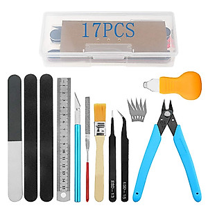 Bigstone 17 PCS Gundam Model Tools Kit Hobby Building Tools Set for Cars, Airplanes, Buildings, Gundam, Robots Models Building Repairing and Fixing ext.