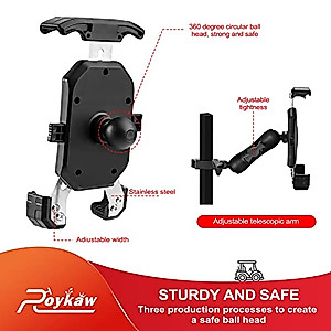 Roykaw Golf Cart Phone Mount Holder for EZGO/Club Car/Yamaha/ICON/Advanced EV Models, Upgrade Quick Release & One-Touch Lock, Compatible with iPhone/Galaxy/Google Pixel/Motorola/All 4.7"-6.8" Devices