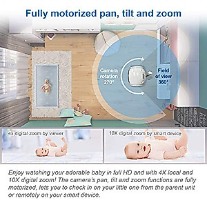VTech Upgraded Smart WiFi Baby Monitor VM901, 5-inch 720p Display, 1080p Camera, HD NightVision, Fully Remote Pan Tilt Zoom, 2-Way Talk, Free Smart Phone App, Works with iOS, Android