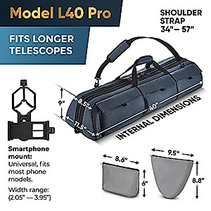 bagmate Multipurpose Telescope Bag – Shock-Absorbent Telescope Carrying Case with Adjustable Shoulder Strap and Extra Storage – Military-Grade, Water Repellent Camera Case by Rhino (40 Inches)