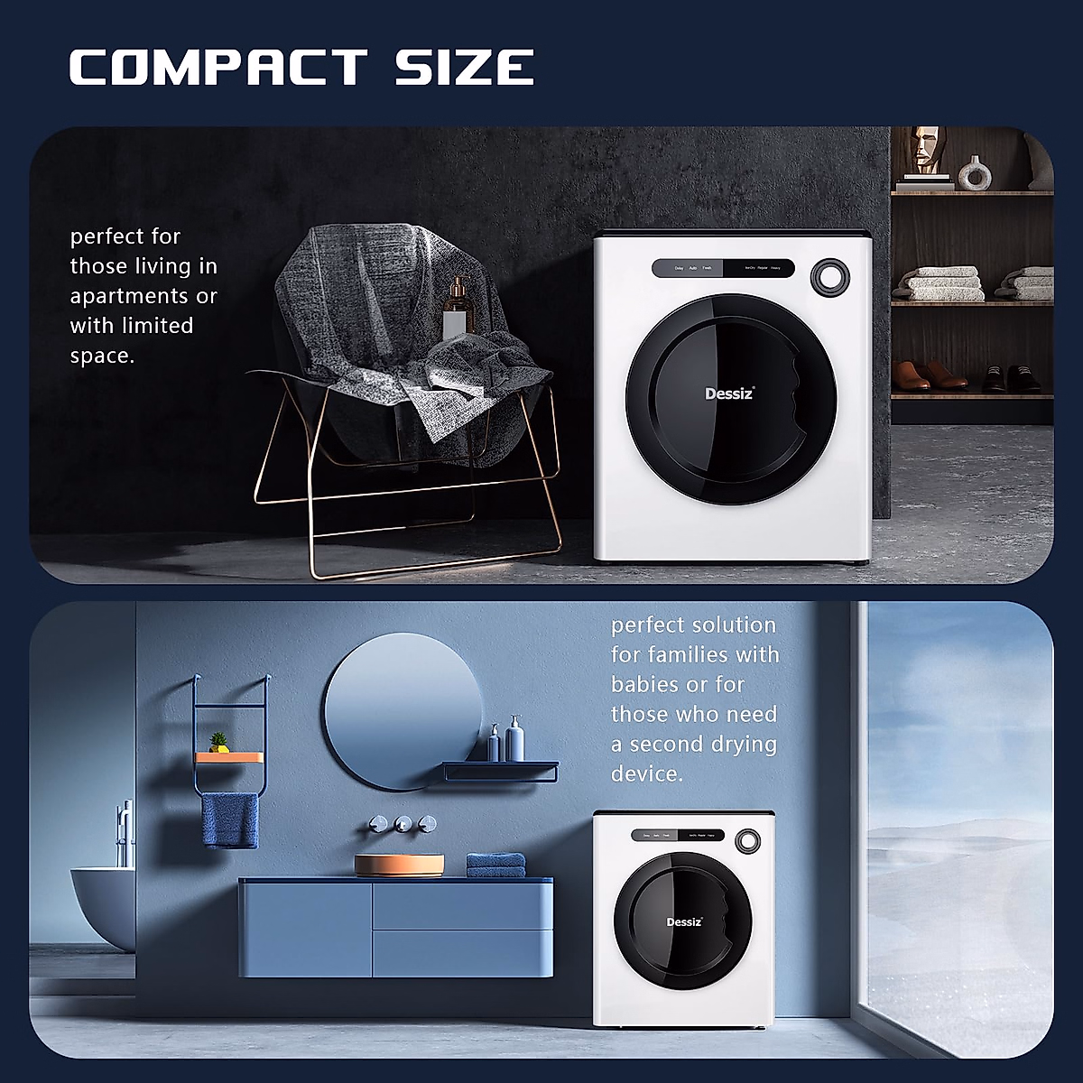 Iorbur DTD10-WHITE 110V 970W Portable Clothes, 11LBS Capacity Compact, Small Spaces RVs and Apartments Quiet, Sturdy and Easy to Use, Supplemental Dryer for Laundry Machines Drying