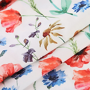 Floral Printed Casual Dress for Women Summer Crewneck Short Sleeve Swing Pleated Midi Dress Beach Party Sundress White