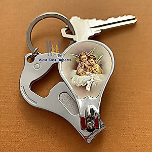 Personalized Engraved Baptism Keychains (12 PCS) - Key Ring with Nail Clipper and Bottle Opener Party Favors for Baby Boys and Girls Recuerdos Bautizo Customized Gift for Guest