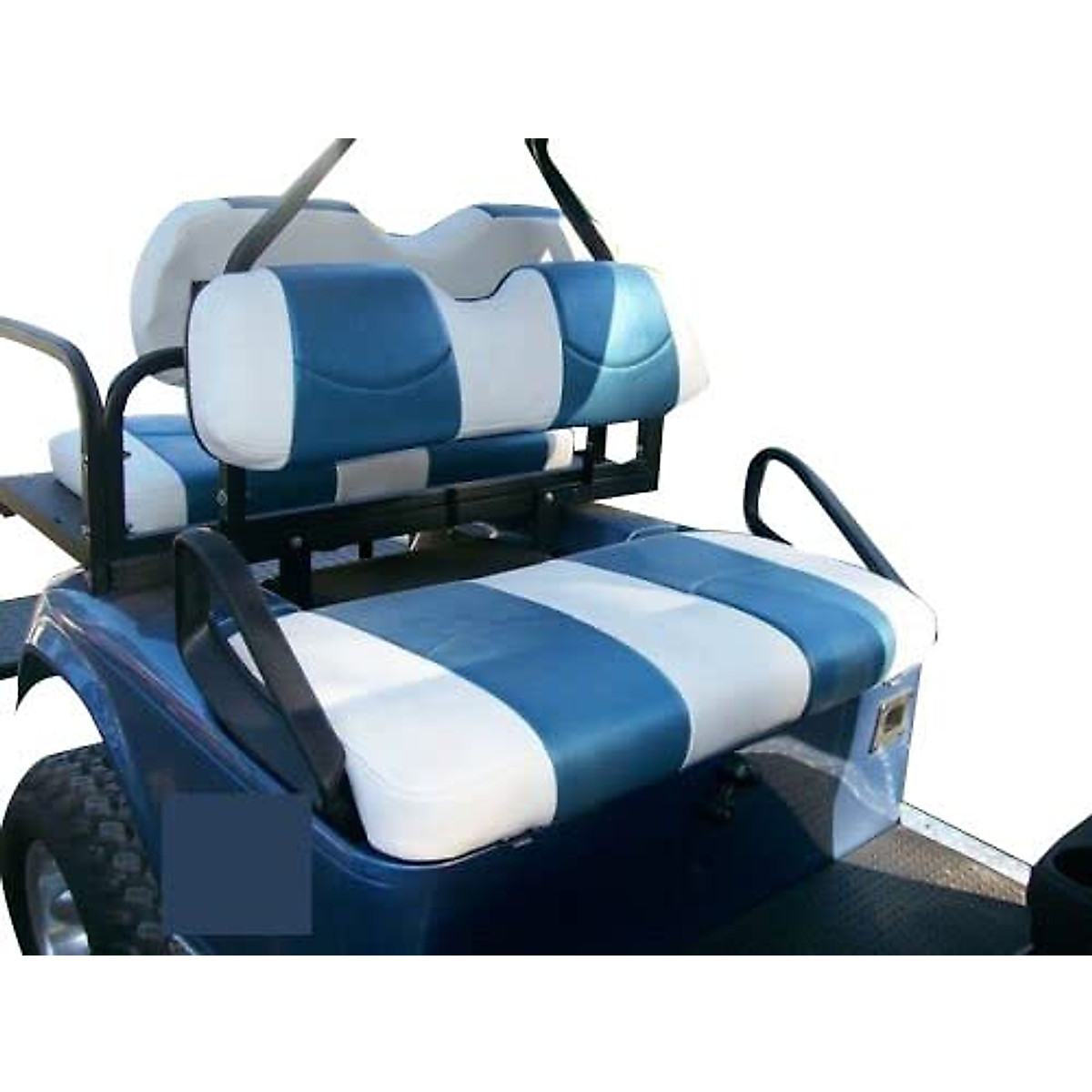 Custom Deluxe Golf Cart Seat Covers- Staple On (White w Red Carbon Fiber Stripes) (Club Car Precedent (Front & Rear Set))