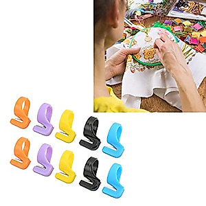 Agatige 10pcs Thread Cutter Rings, Ring Cutter Split Knife Plastic Thimble Sewing Rings Yarn Cutters Finger Ring Stitch Cutting Tools for Sewing, Knitting, Crafting