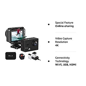 HLS 4k Action Camera Waterproof with 3 Batteries,Underwater Camera with Wide Angle Lens,Outdoor Sports Camera with Selfie Stick Kit & Remote Control