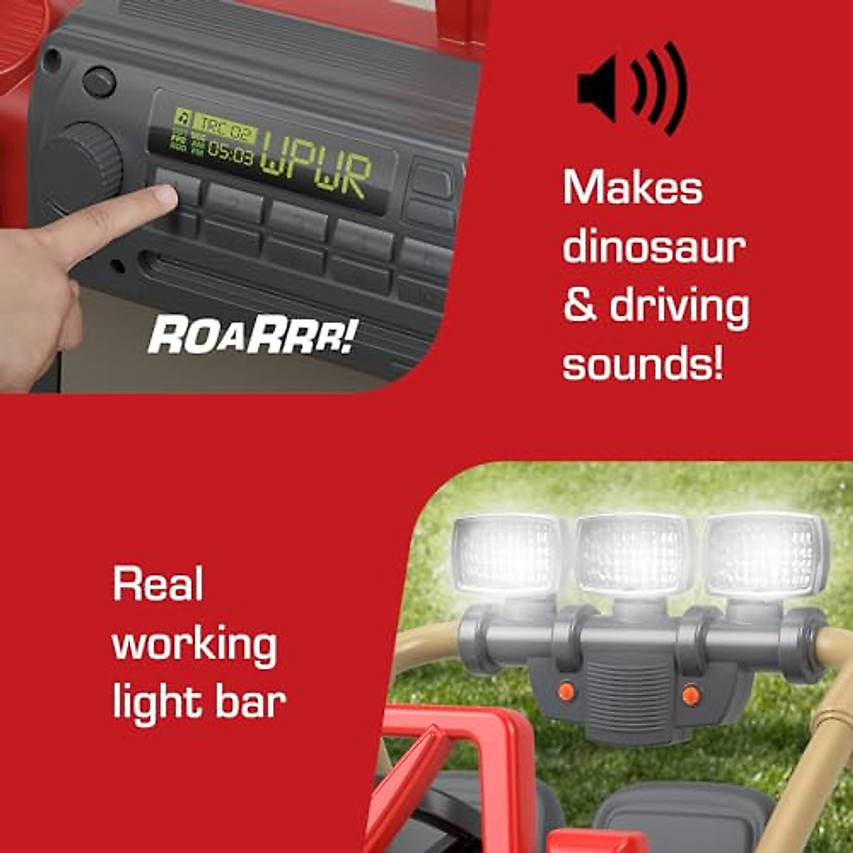 Power Wheels Jurassic Park Jeep Wrangler Ride-On Battery Powered Vehicle with Dinosaur Sounds & Lights for Preschool Kids Ages 3+ Years