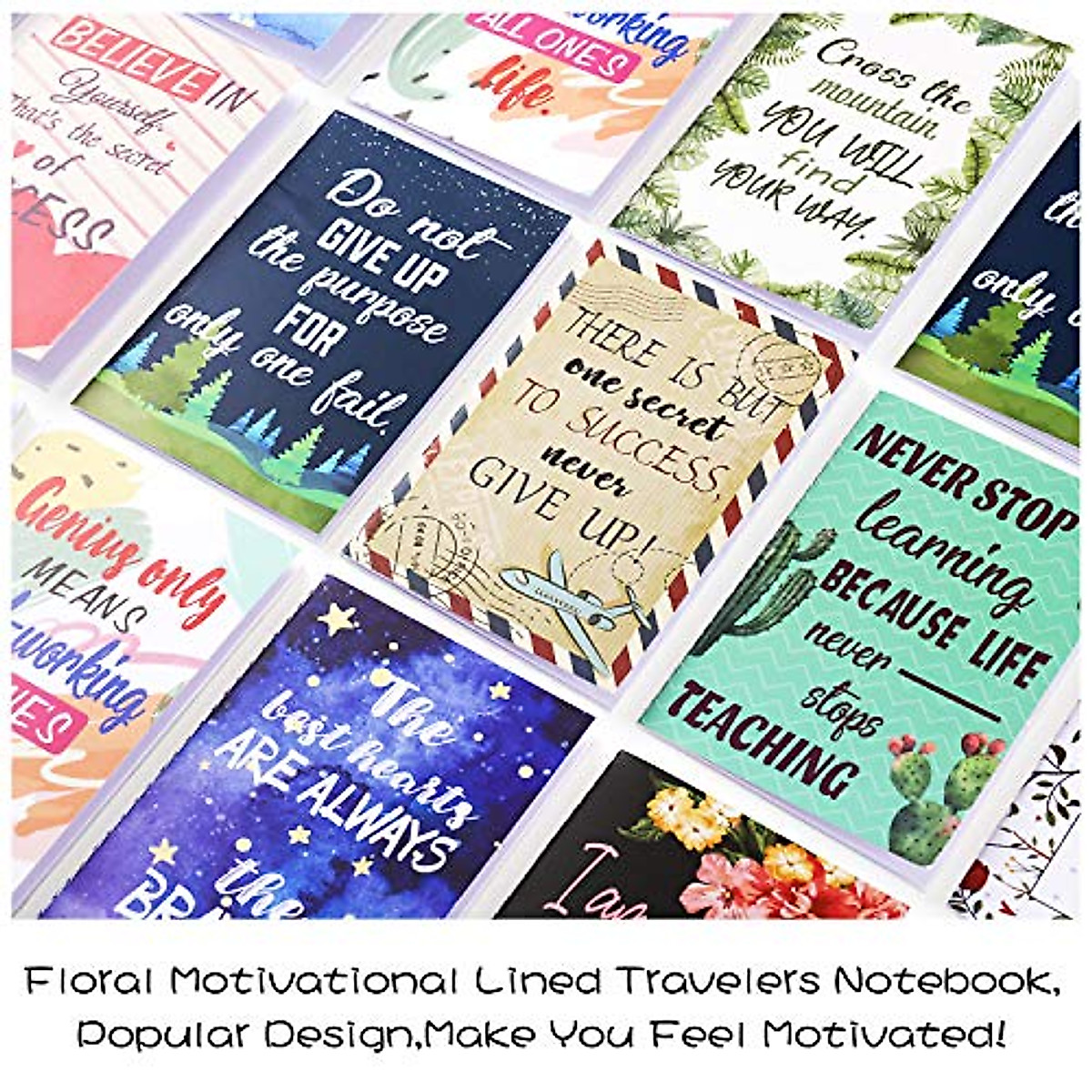 20 Pieces Floral Inspirational Notebooks Small Pocket Notepads Mini Cute Motivational Journal Dairy Notebook Positive Inspiring Notebook for Office School Home Travel Supplies, 10 Styles
