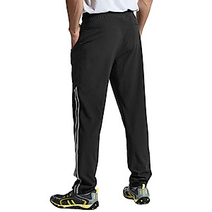 BGOWATU Men's Sweatpants Zipper Pockets Lightweight Exercise Pants Running Workout Sports (Black US L)