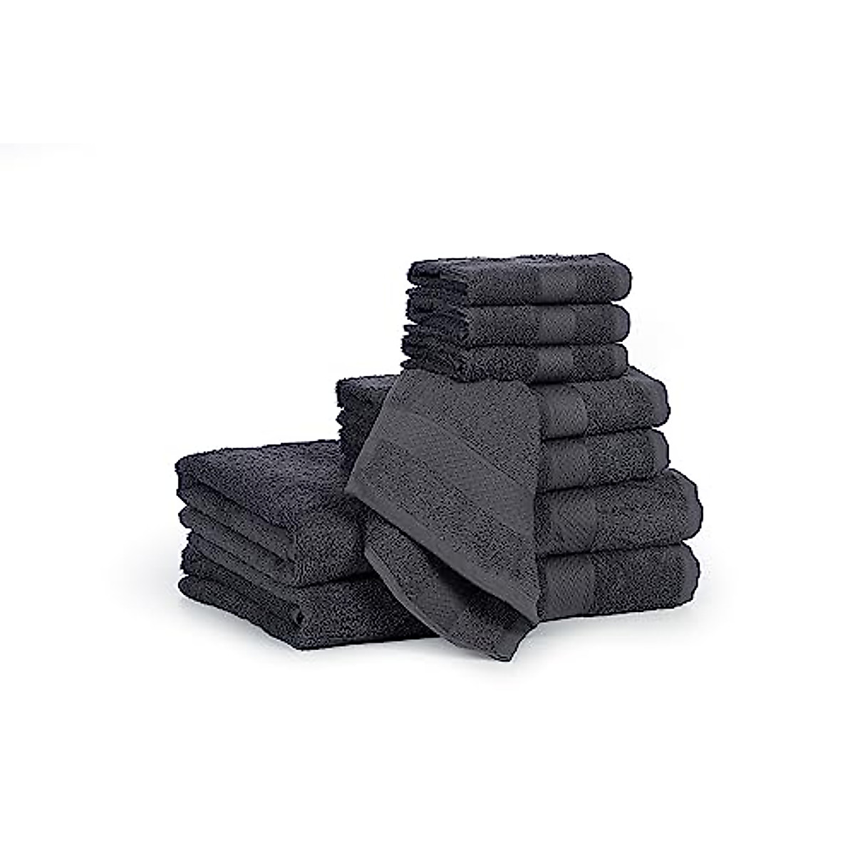 BolBom*S Bath Towels Set of 8, Ultra Soft 100% Cotton, 2 Extra Large Bath Towels 28x56, 2 Hand Towels for Bathroom 16x26, 4 Wash Cloths 12x12, Hotel Towels Ideal for Everyday Use, Hotel & Spa - Grey