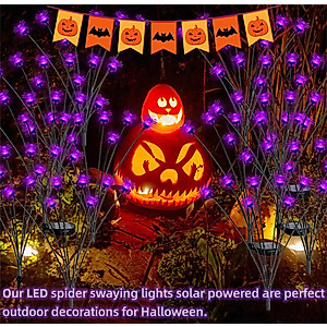 5 Pack Halloween Spider Lights Solar Powered Outdoor Waterproof, Purple Solar Swaying Firefly Lights, 2 Modes 40-LED Solar Garden Lights, Halloween Decorative Stake Pathway Lights Firefly Lights