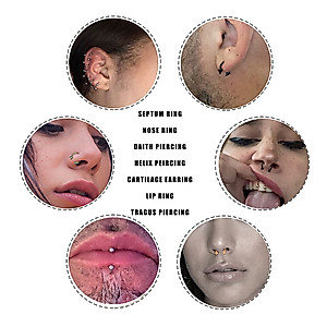 Drperfect 48Pcs 16G Surgical Steel Horseshoe Nose Septum Rings Piercing Jewelry Balls & Spikes Cartilage Helix Tragus Earring Hoop Eyebrow Lip Piercing Ring for Women Men 6mm 8mm 10mm 12mm