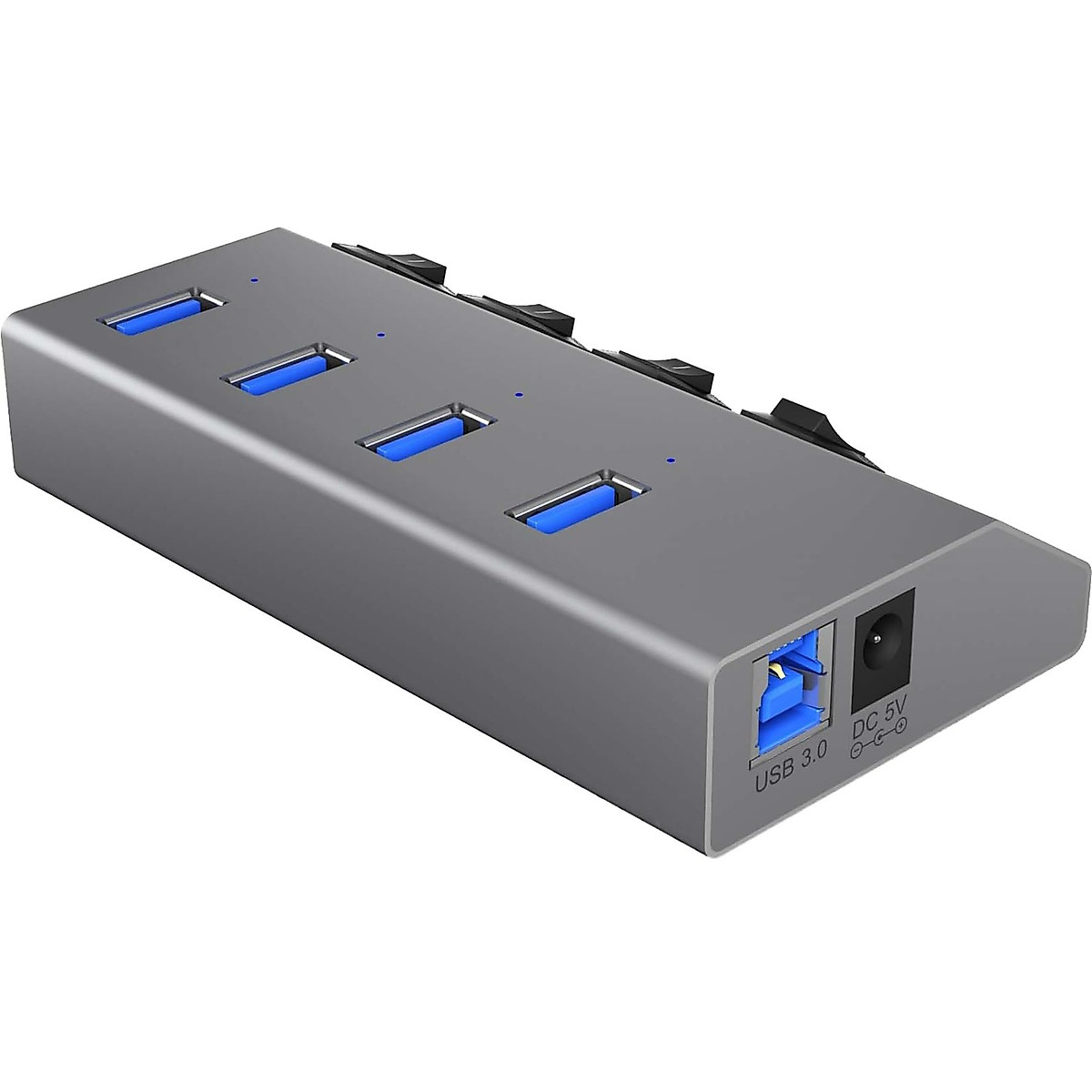 ICY BOX Hub USB 3.0 IB-HUB1405 4 Ports avec interrupteurs (Gris)