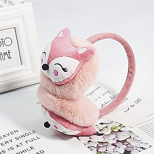 RONGXG Cute Fox Earmuff Girl Boy Plush Winter Warm Ear Muff Soft Furry Outdoor Ear Warmer Muff Kid Ear Cover Anti-Cold Ear Protector, Red, One Size