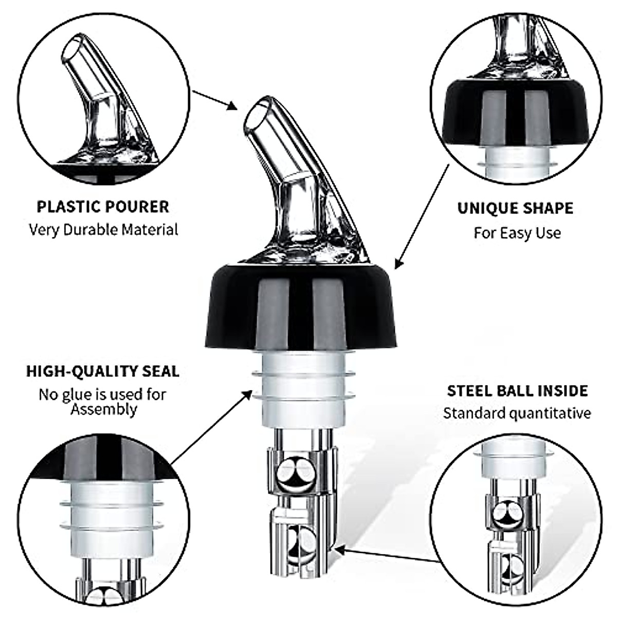 Automatic Measured Bottle Pourer - Quick Shot Spirit Measure Pourer Drinks Wine Cocktail Dispenser Home Bar Tools - 1oz/30ml (4 pack)