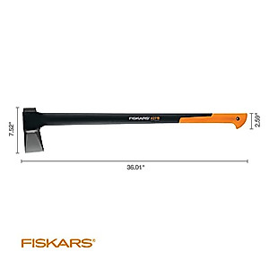 Fiskars X27 Super Splitting Axe - Wood Splitter for Medium to Large Size Logs with 36" Shock-Absorbing Handle - Black