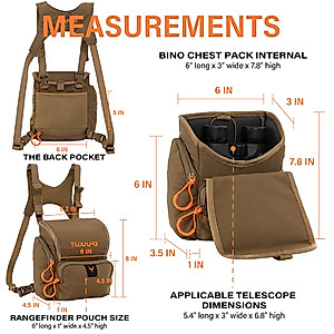 Tuxapo Binocular Harness Chest Pack with Rangefinder Pouch Bino Case for Hunting Hiking Shooting