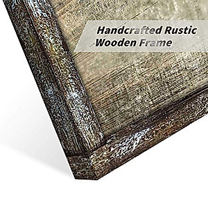 Wooden Horses Picture Wall Decor: Modern Running Wildlife Horse Animal Painting Print on Rustic Textured Wood Artwork Wall Art with Handcrafted Wooden Framed (40" x 20")