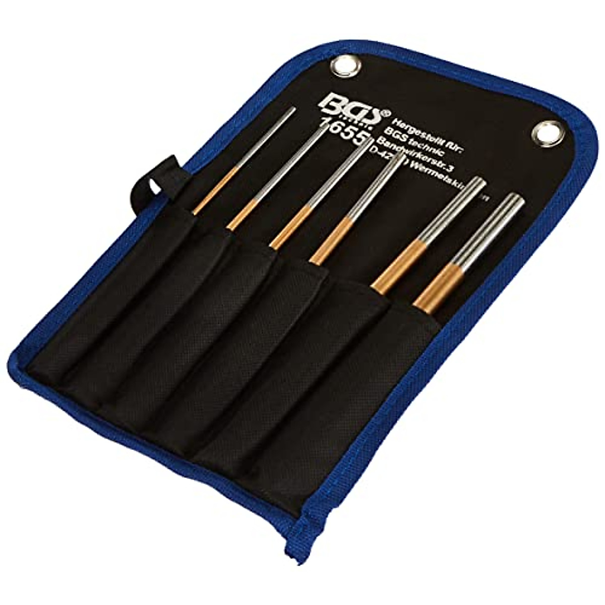 BGS 1655 Pin Punch Set, Gold/Silver/Black, 3-10 x 200 mm, 6-Piece