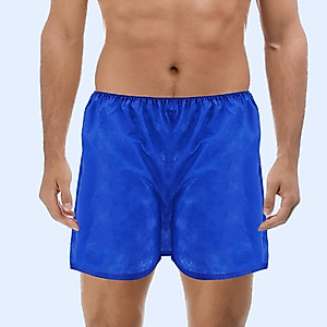 Panitay 300 Pcs Disposable Exam Shorts Non Woven Exam Wear Short Disposable Travel Underwear Unisex Shorts Bottoms with Elastic Waistband for Women Men Spa Massage Examination Services Supplies, Blue